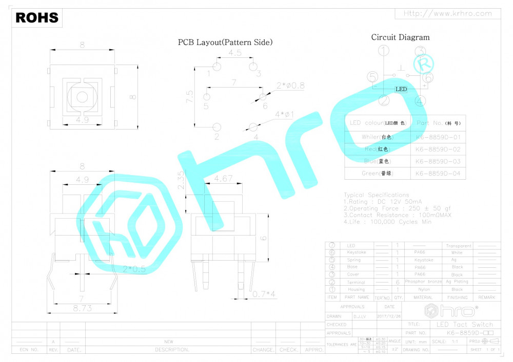 K6-8859D-02 technical drawing and specification sheet