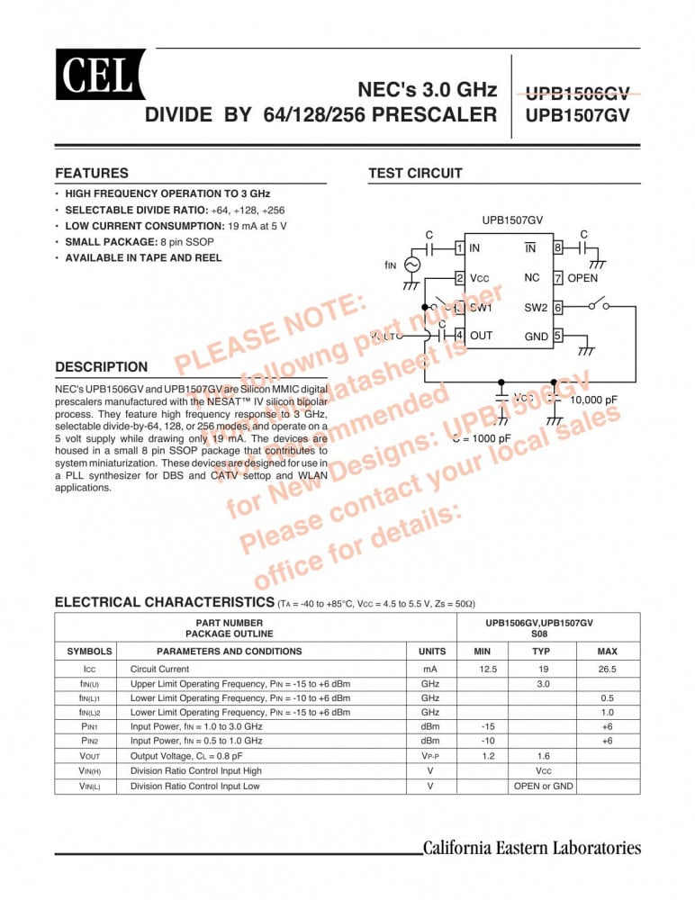UPB1507GV-E1-A datasheet page 1
