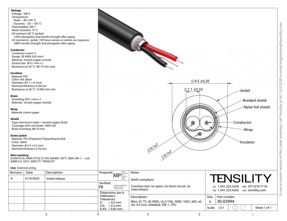 30-02994 Tensility International product drawing