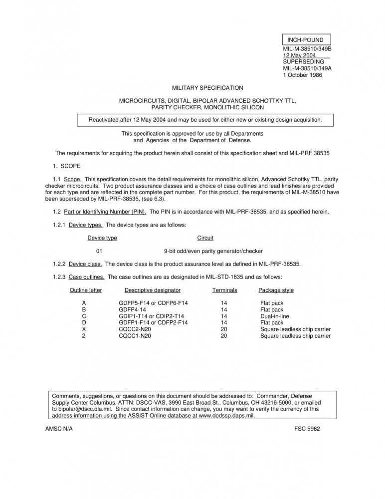 54F280/BDA specification page 1