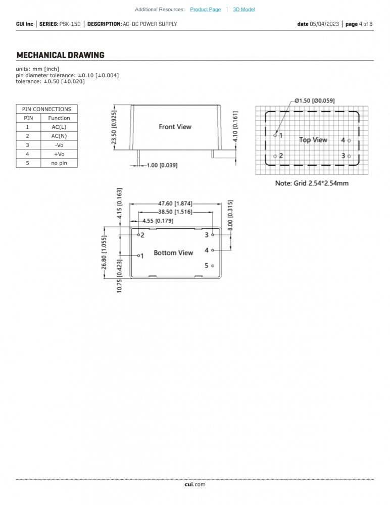CUI PSK-15D series datasheet page 4