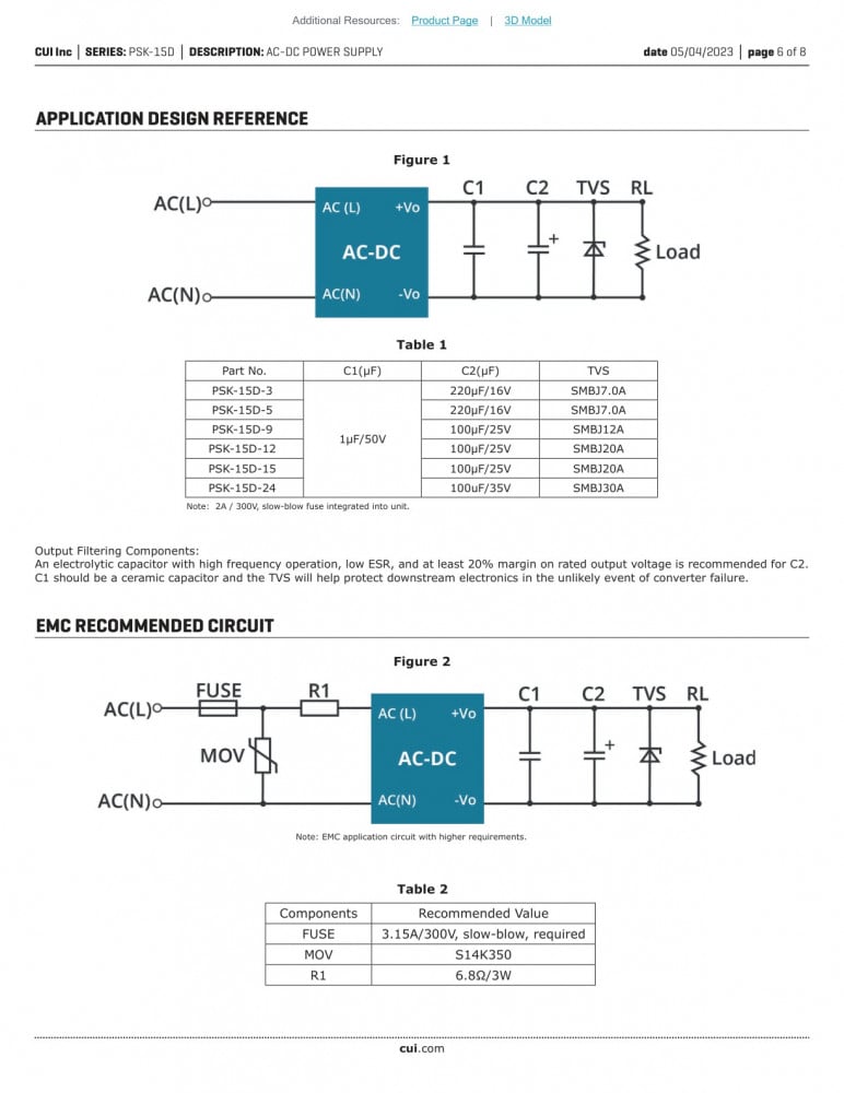 CUI PSK-15D series datasheet page 6