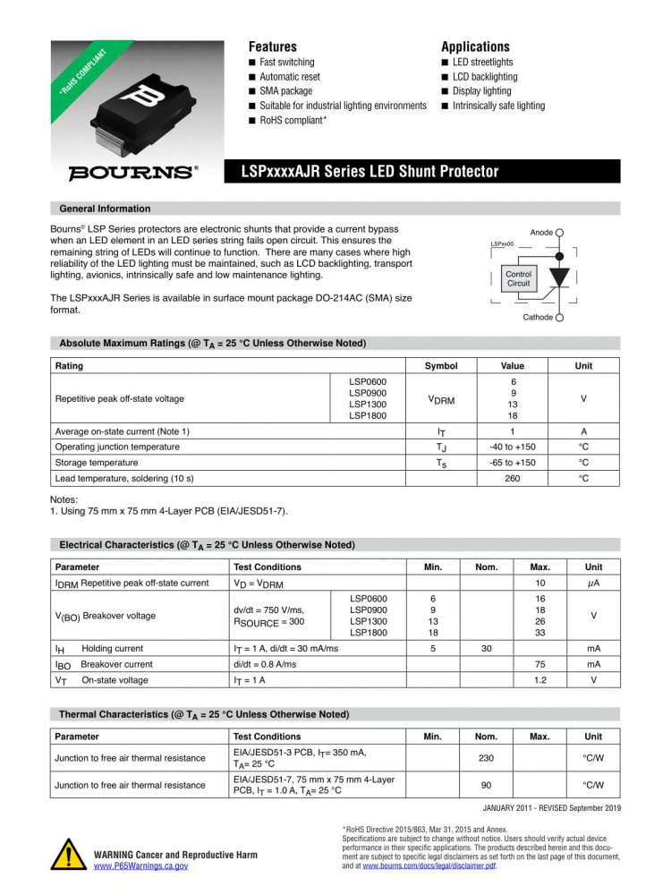 LSP0900AJR-S technical document page 1