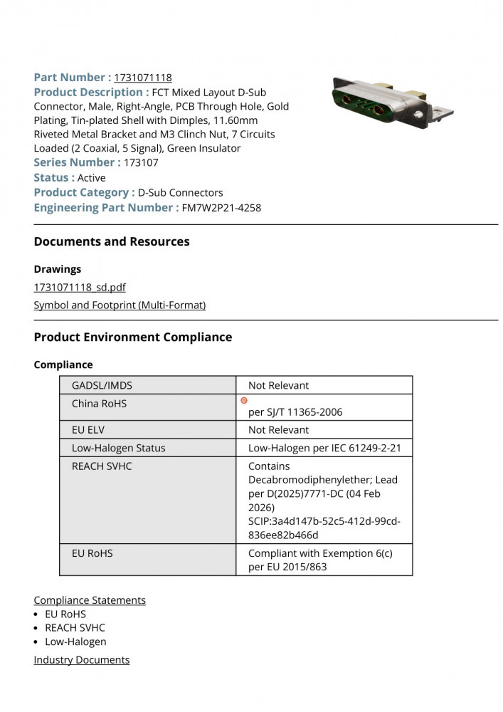 MOLEX 1731071118 drawing preview, page 1