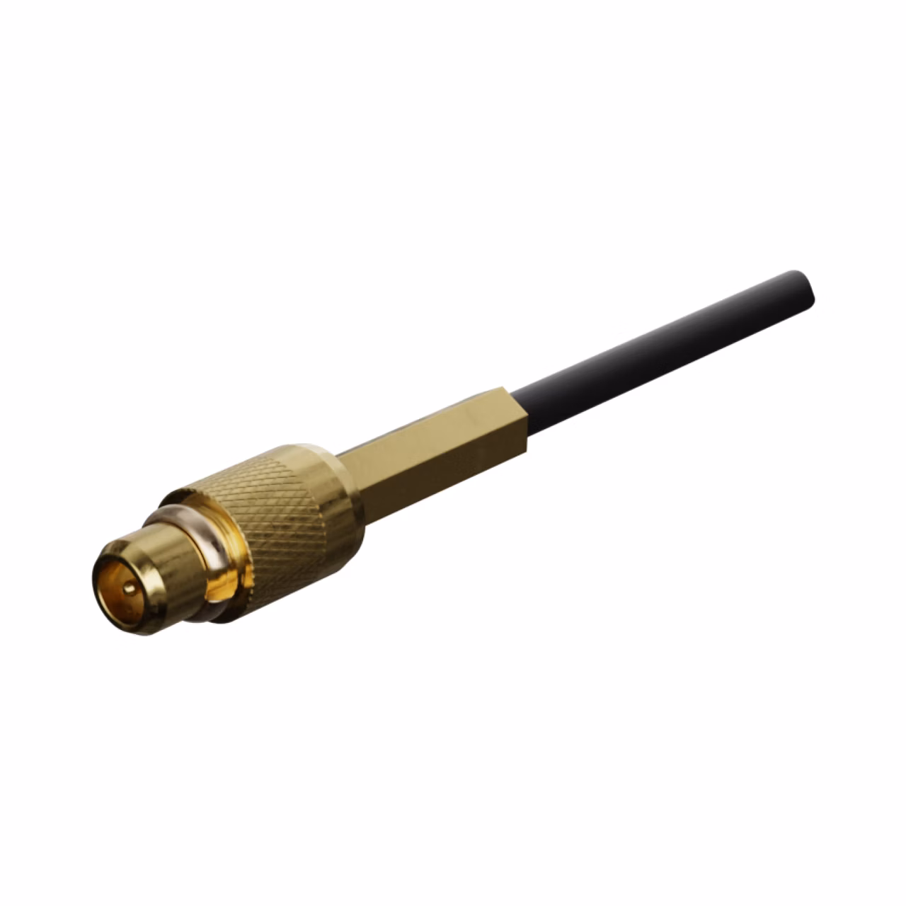 MMCX Plug, Straight, Crimp, 1.13mm Cable, Brass Body, Gold (Au) Plating, 50 Ohms for sale