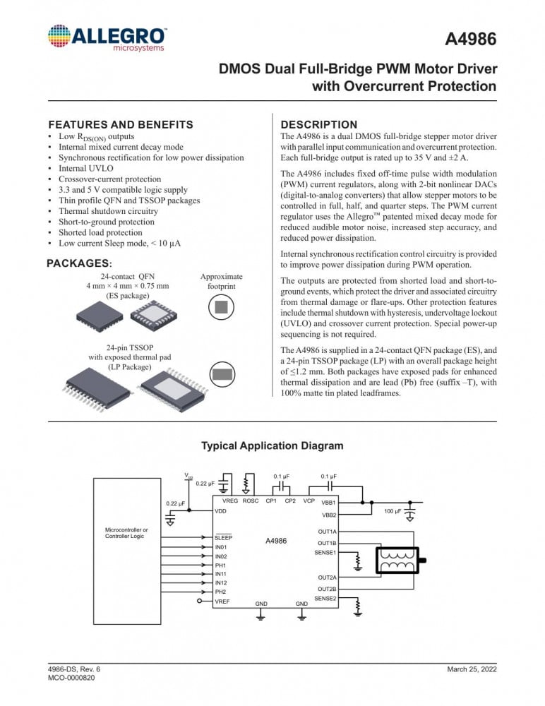 A4986 datasheet page 1