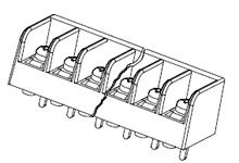 6.35mm Pitch Beau PCB Tri-Barrier Terminal Strip, without Mounting Ends,  300V, 24 Circuits