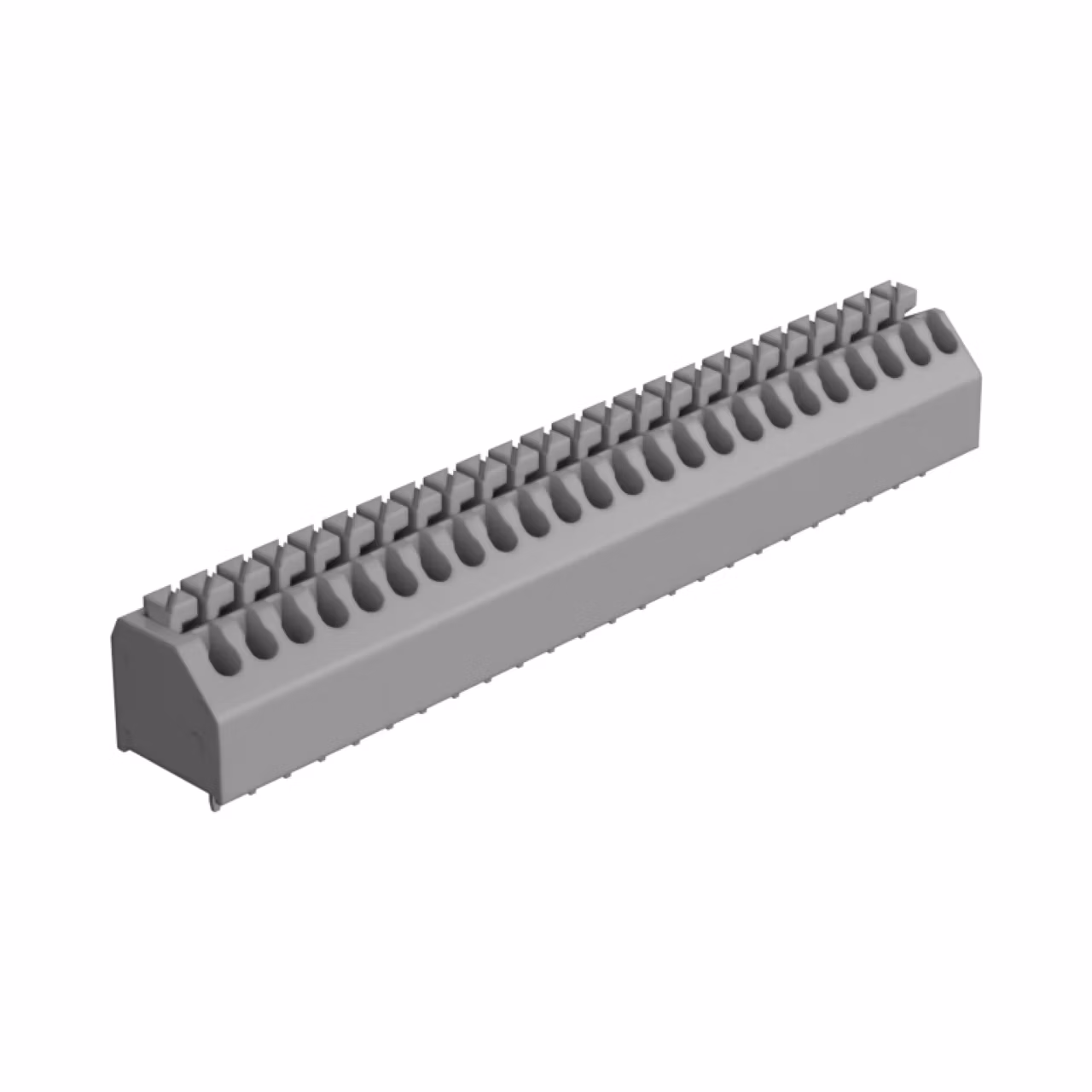 3.50mm Pitch, Eurostyle Fixed-Mount Push-Button Terminal Block, 45° Modular, 5A, 20-16 AWG, Light Gray, 24 Circuits for sale