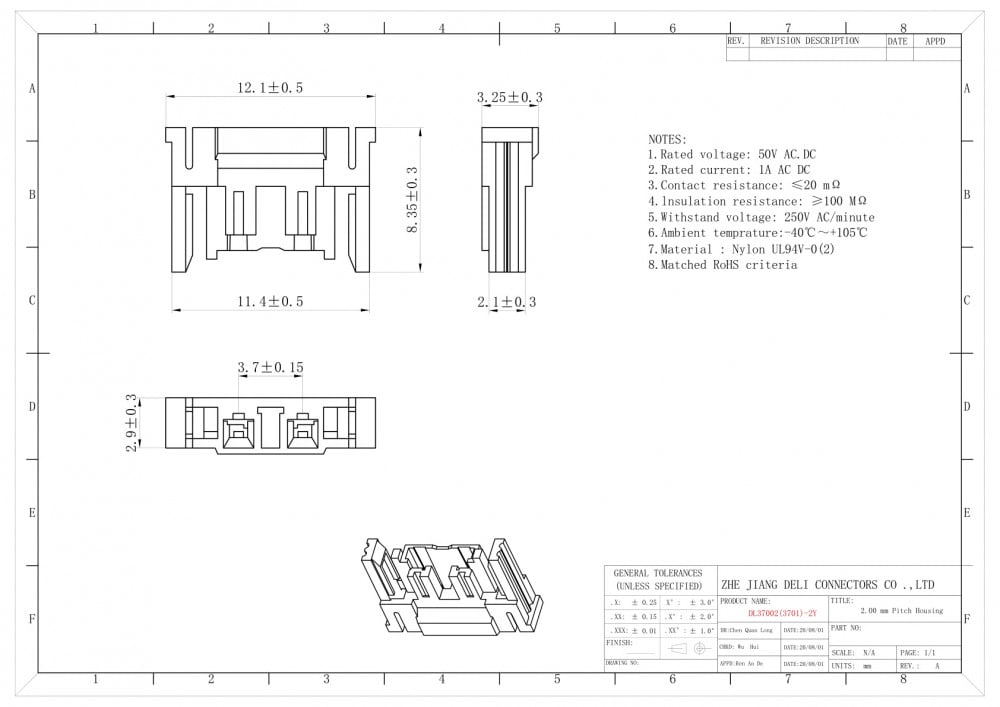 DLL 3701-T technical drawing page 1