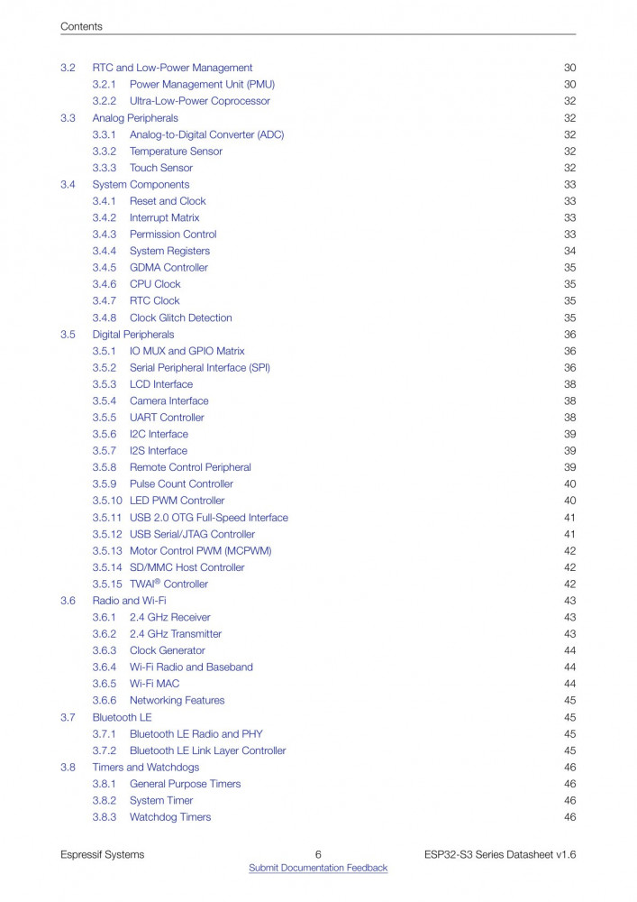 ESP32-S3 datasheet page 6