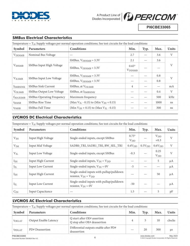 PI6CBE33065 datasheet page 6