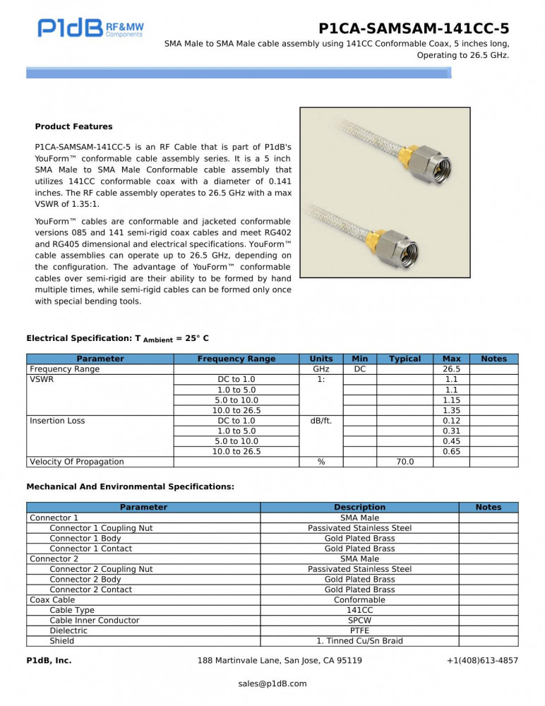 P1CA-SAMSAM-141CC-5 product documentation, page 1