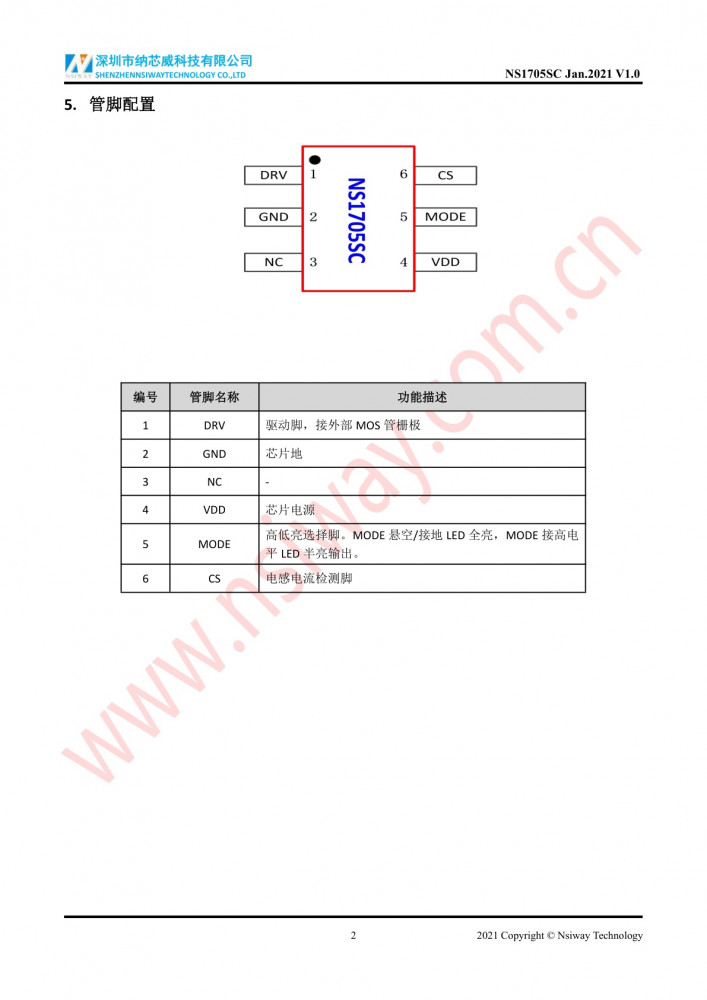 NS1705SC datasheet page 2