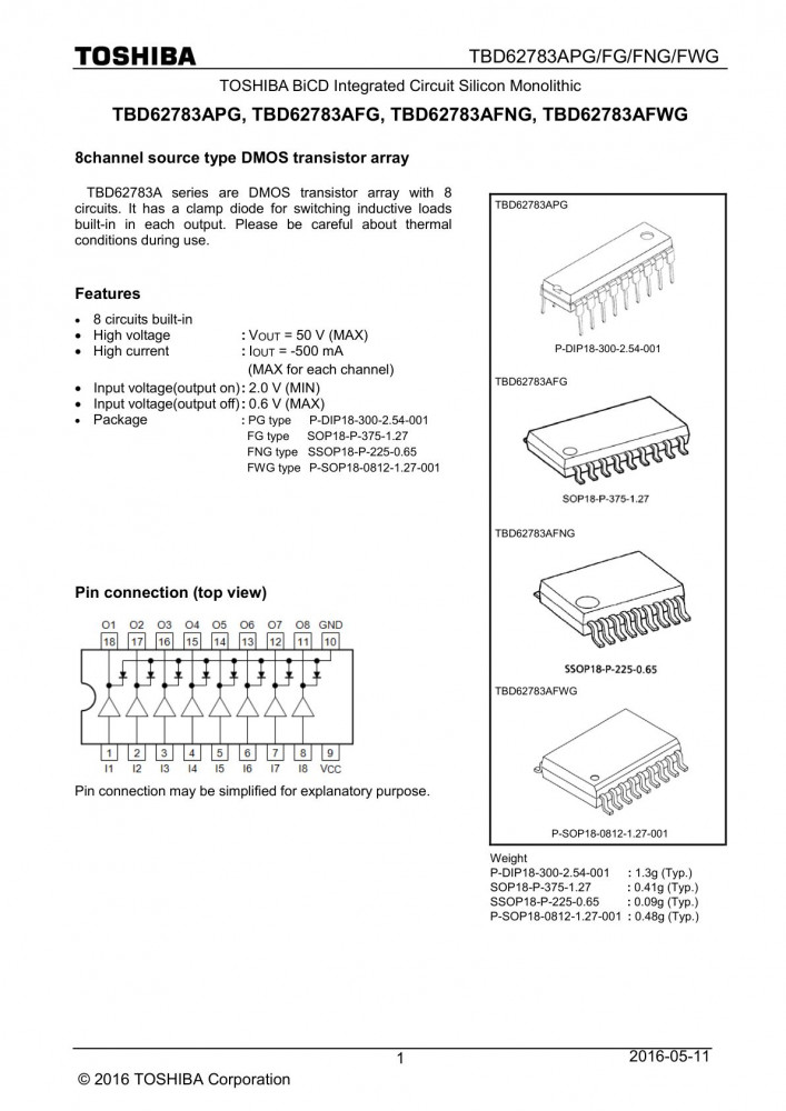 TBD62783A datasheet page 1