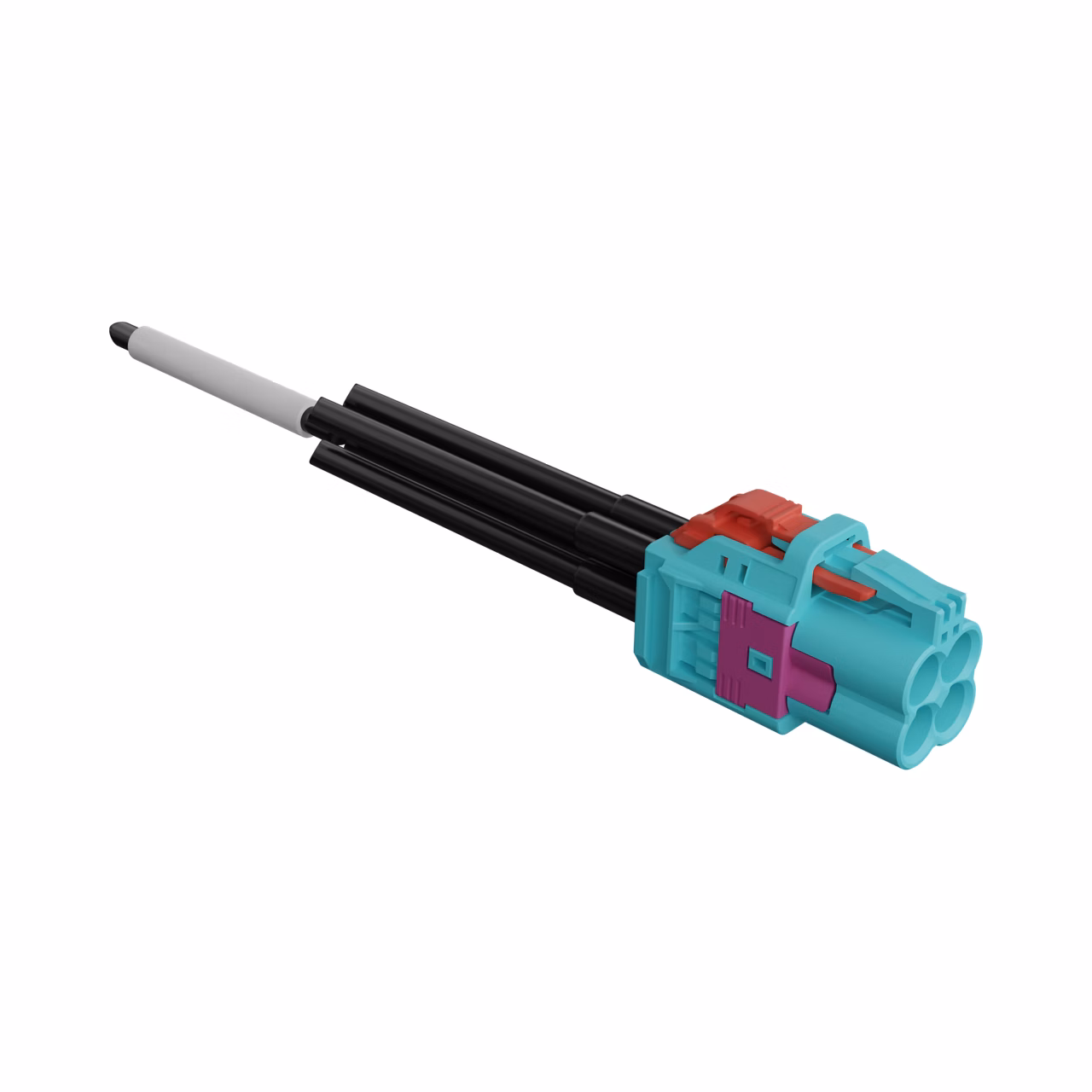 HFM Straight Quad Jack-to-Pigtail Off-the-Shelf (OTS) Cable Assembly, Key Z Water Blue, RG-174 Cable, 500.00mm Length, 50 Ohms for sale