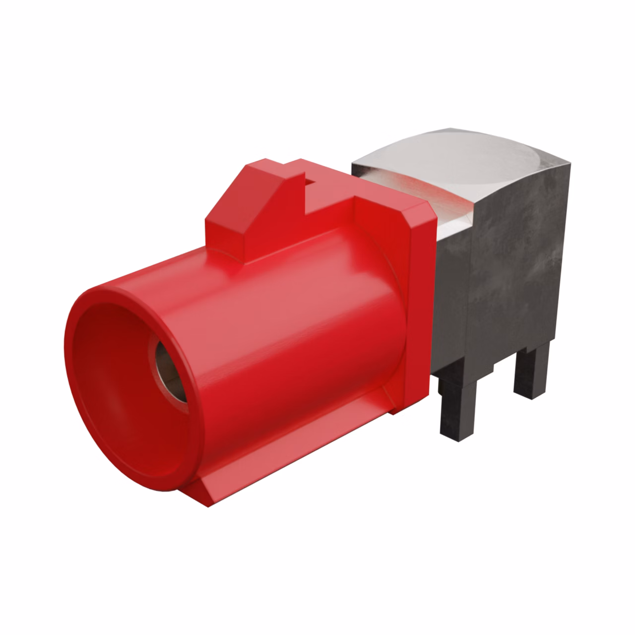 FAKRA Jack, Right-Angle, PCB Receptacle, Through Hole, Brass Body, Tin (Sn) Plated, Keying Code L, Carmine Red, 50 Ohms for sale