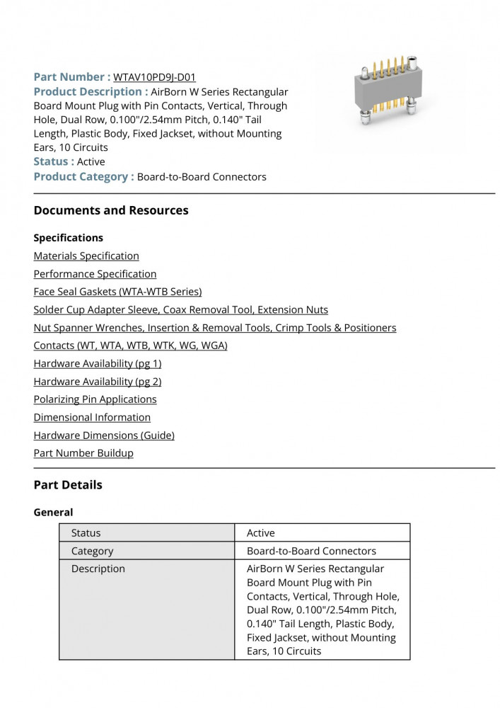 WTAV10PD9J-D01 technical document, page 1