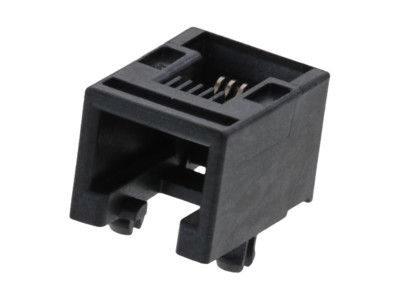 Modular Jack, Vertical, Top Entry, Through Hole, 6/6, High Profile, Keyed Jack with Ribs, Tray