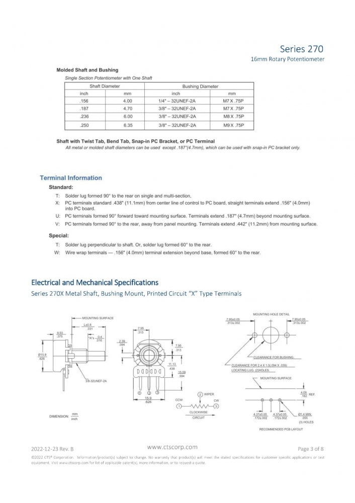 CTS Series 270 datasheet page 3