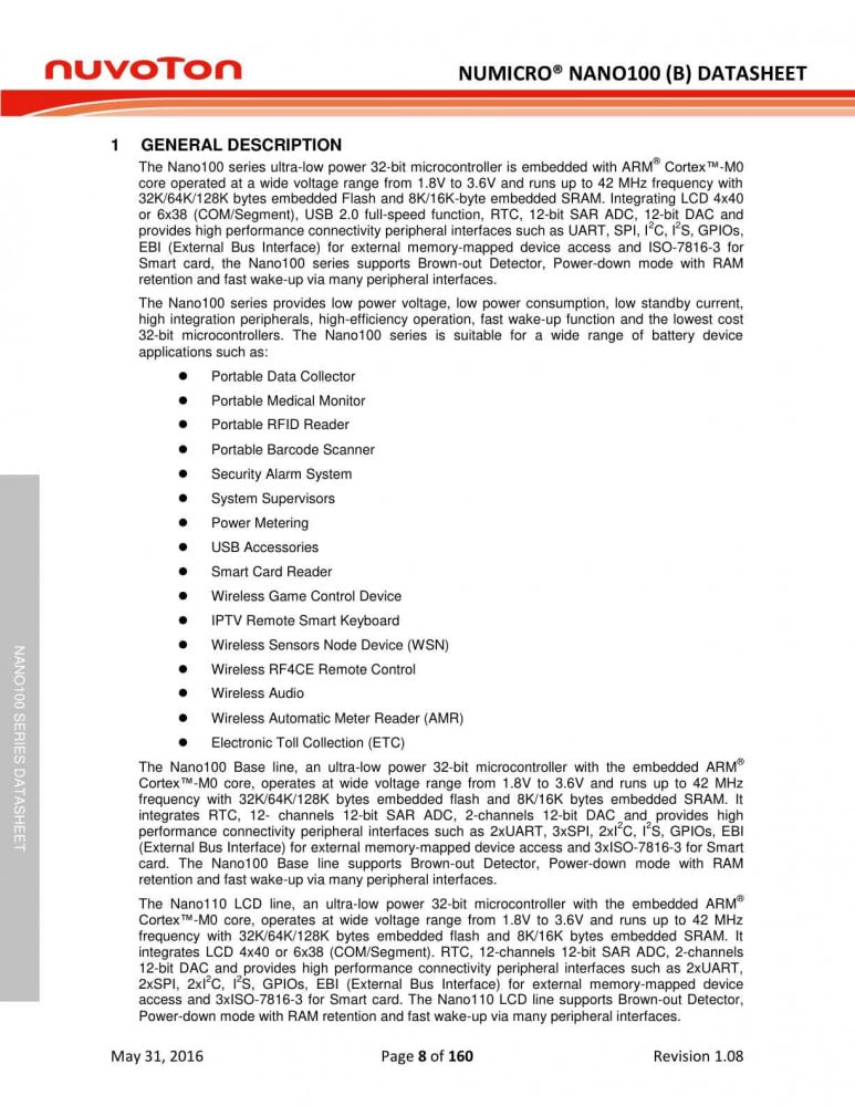 Nuvoton Nano100 datasheet page 8