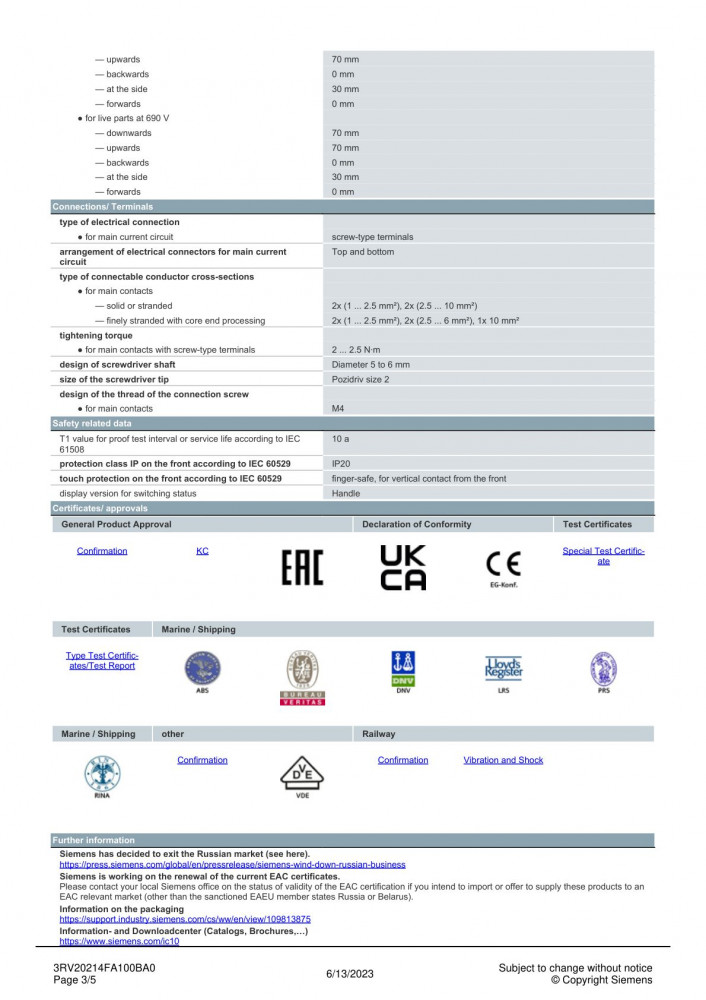 SIEMENS 3RV20214FA100BA0 technical document page 3