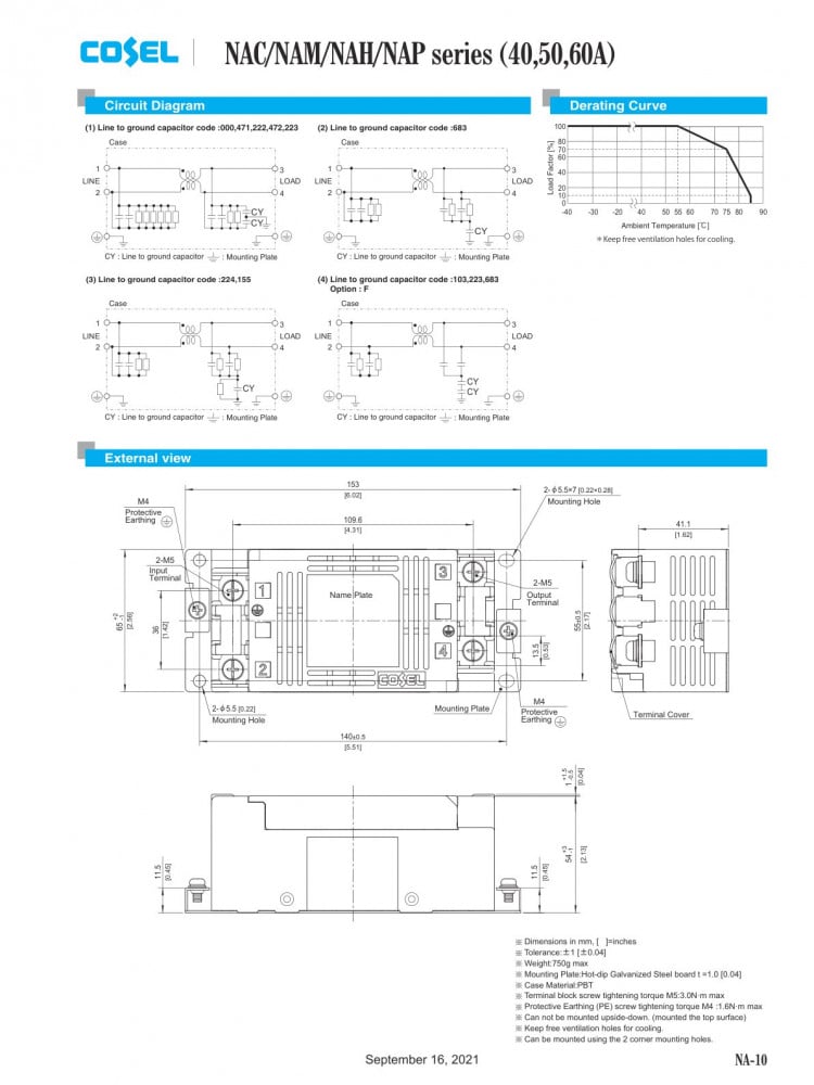 Cosel NAP series technical document page 4