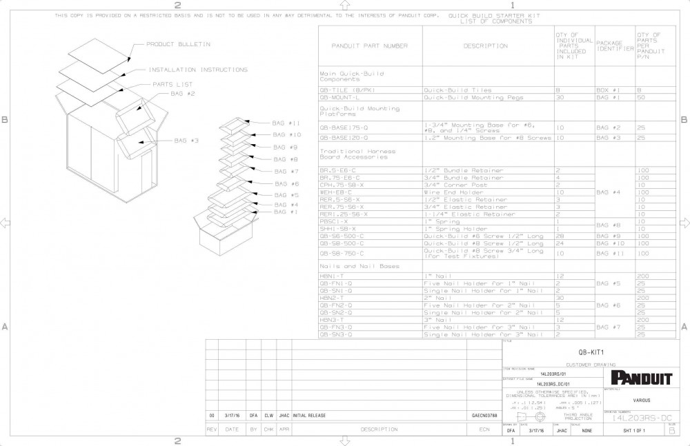 QB-KIT1 customer drawing and product documentation