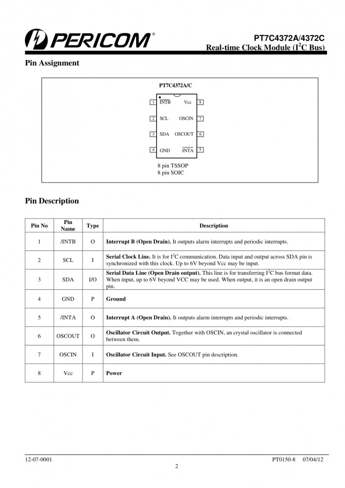 PT7C4372ALEX datasheet page 2