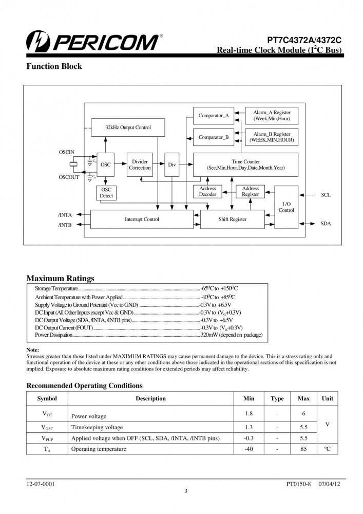 PT7C4372ALEX datasheet page 3