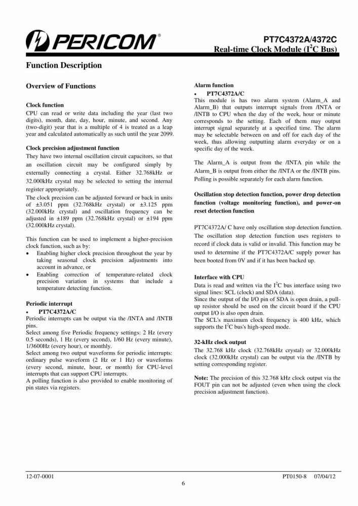 PT7C4372ALEX datasheet page 6