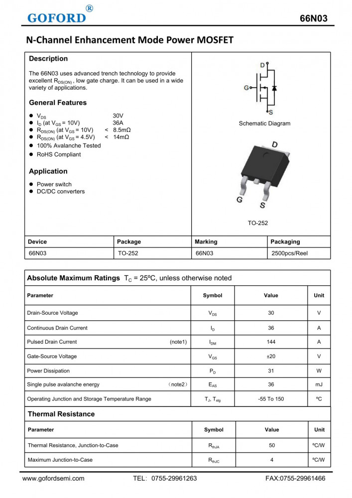 66N03 datasheet page 1