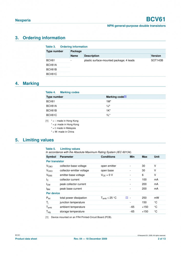BCV61A datasheet page 2