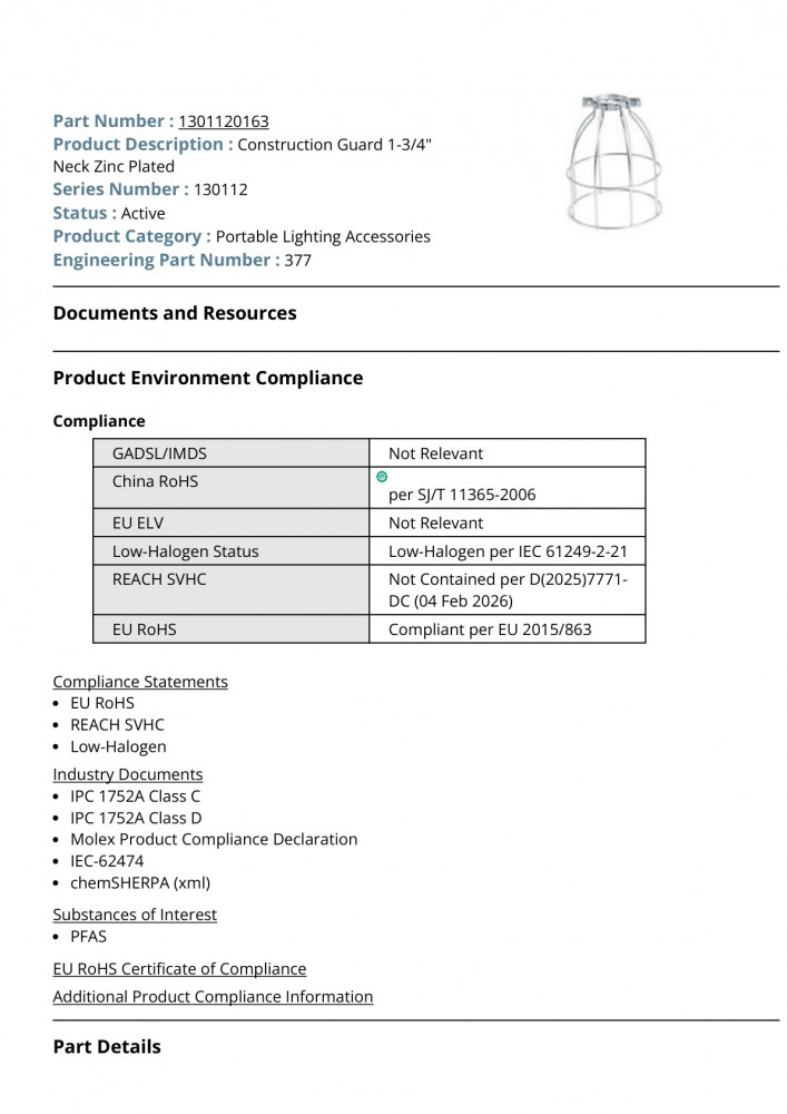 MOLEX 1301120163 product document image 1