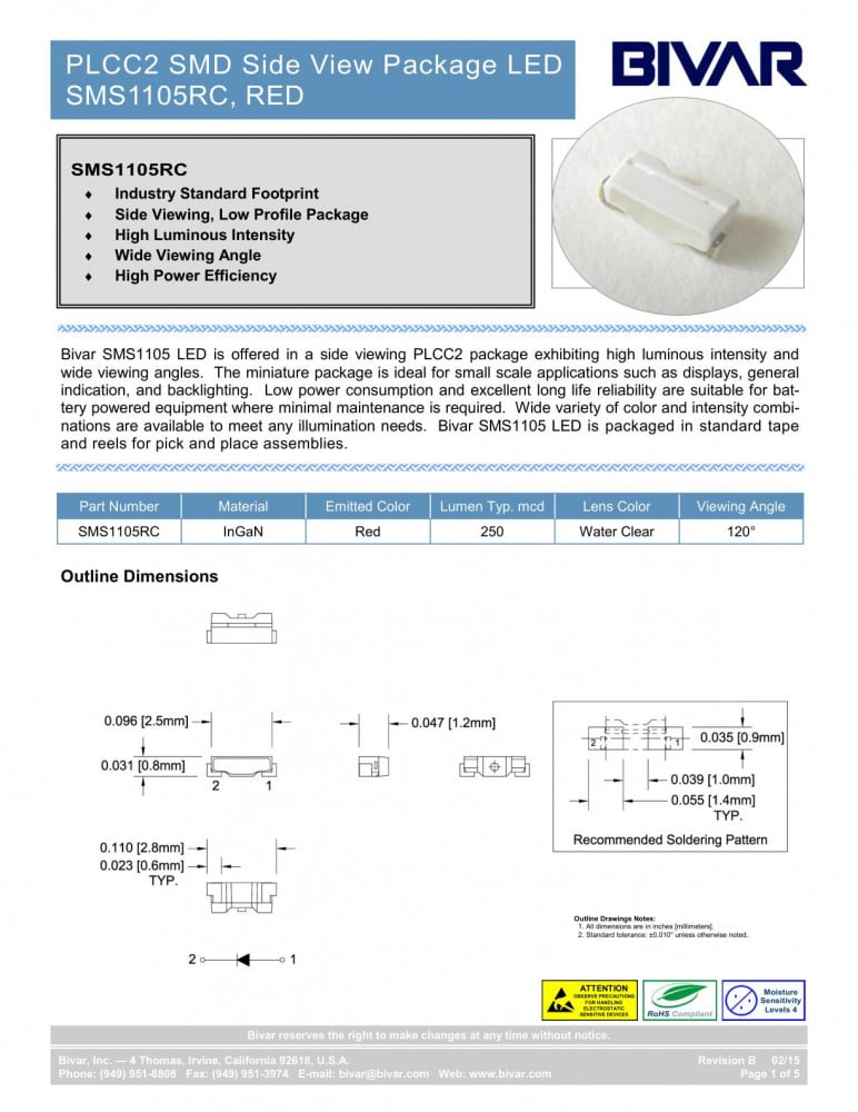 SMS1105RC datasheet page 1