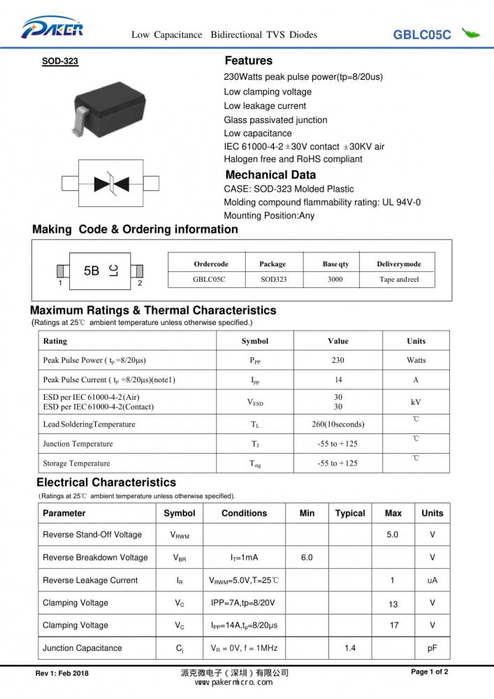 GBLC05C-K datasheet page 1