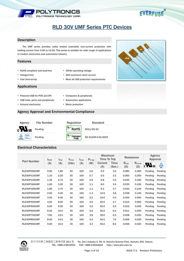 RLD30P110UMF datasheet page 2