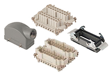 Heavy-Duty Connector Kit, 16 Pole, Series S-E Female-Male Inserts, M25 Die-cast Aluminum Hood-Side Entry, Bulkhead Mount Housing-Vertical, 2 Lever, Size 16B «77x27», Grey for sale
