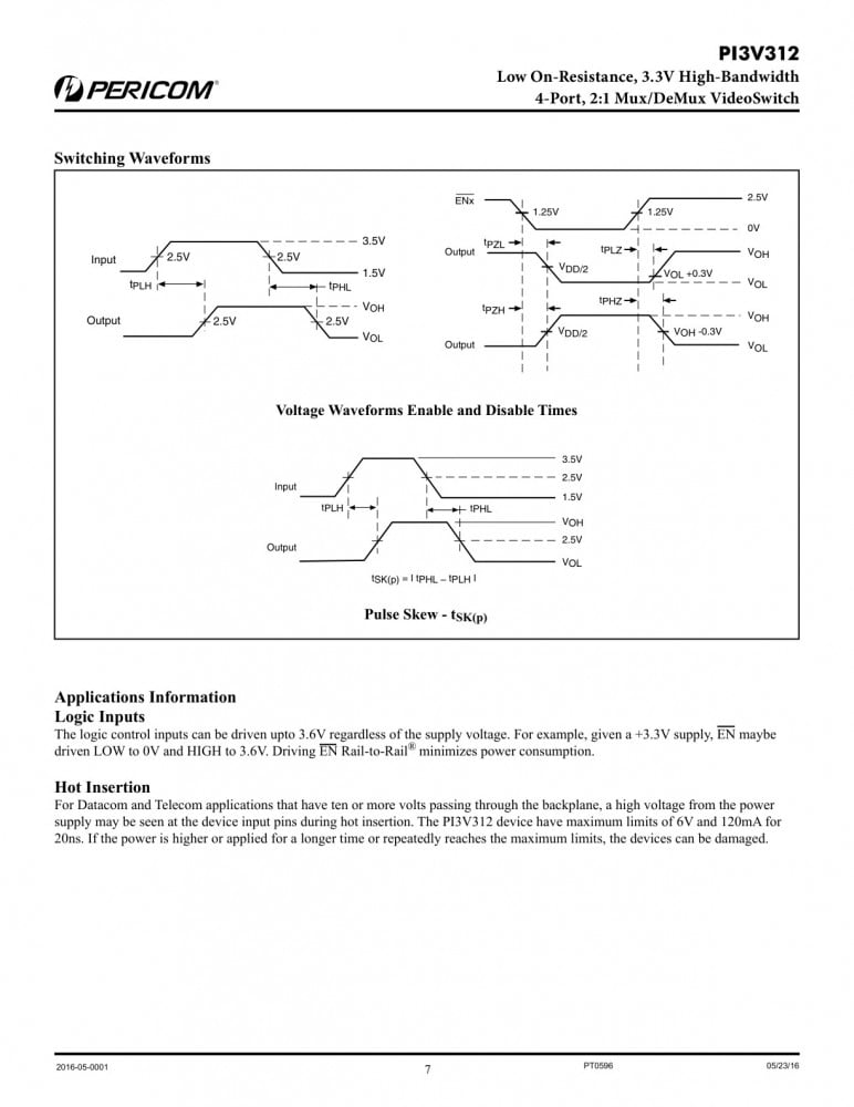 PI3V312LEX datasheet page 7
