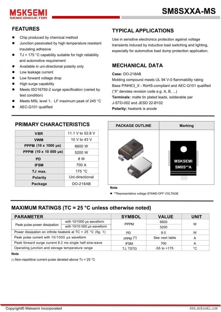 SM8S24A-MS datasheet page 2