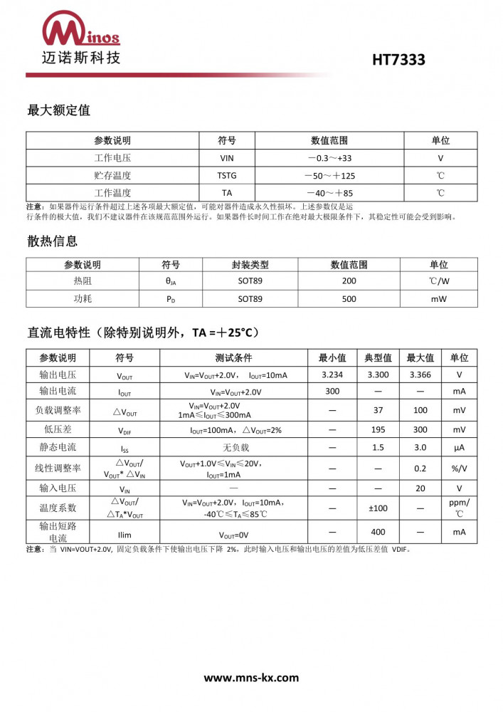 HT7333 datasheet page 2