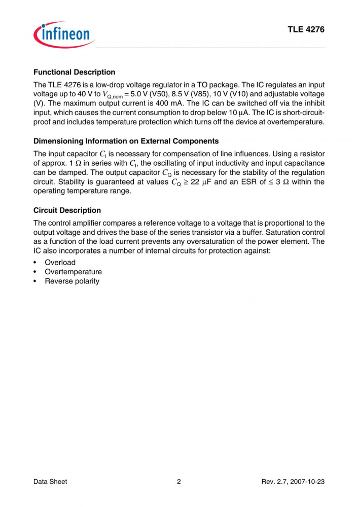 TLE4276 datasheet page 2