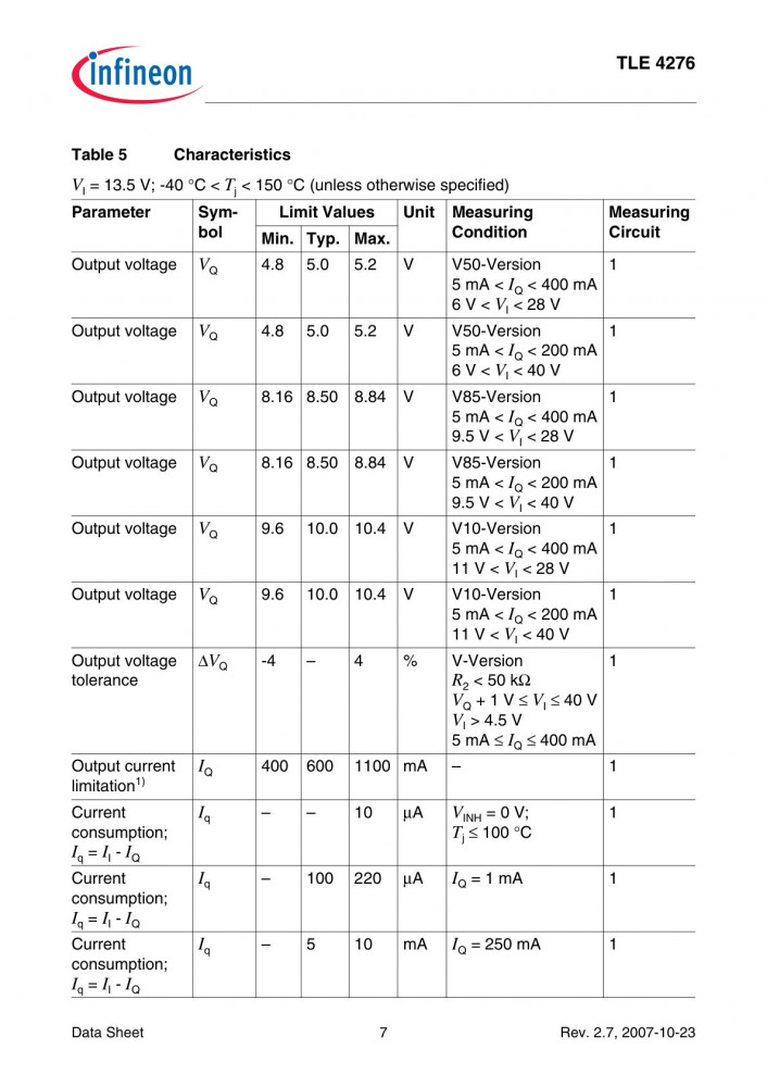 TLE4276 datasheet page 7