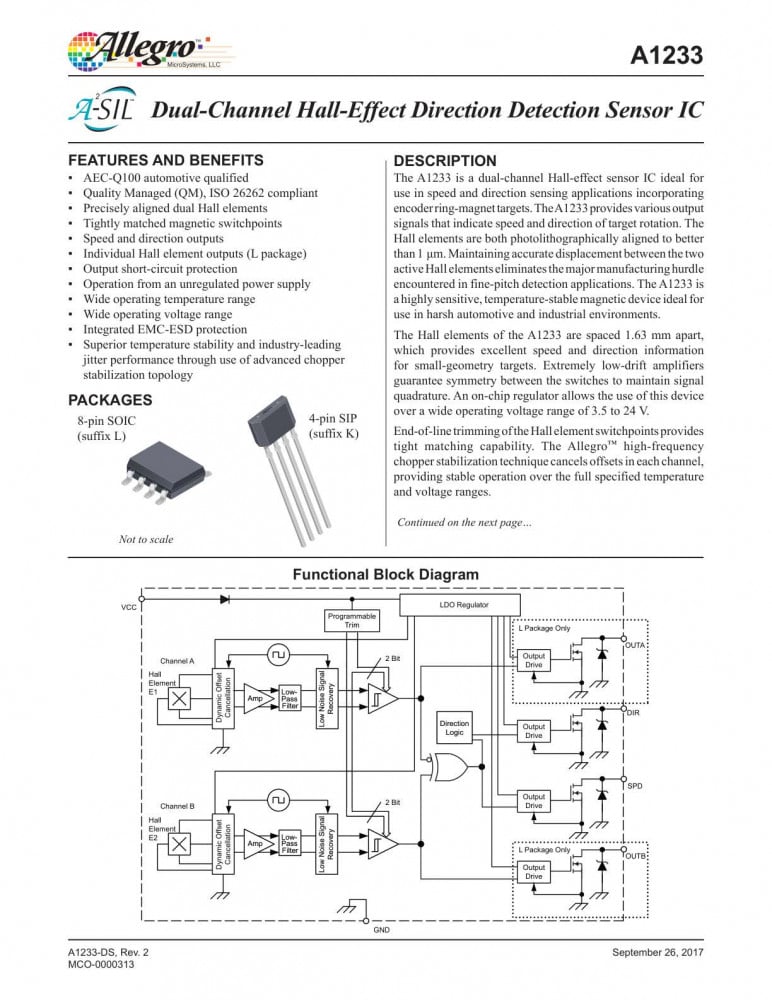 A1233LK-T datasheet page 1