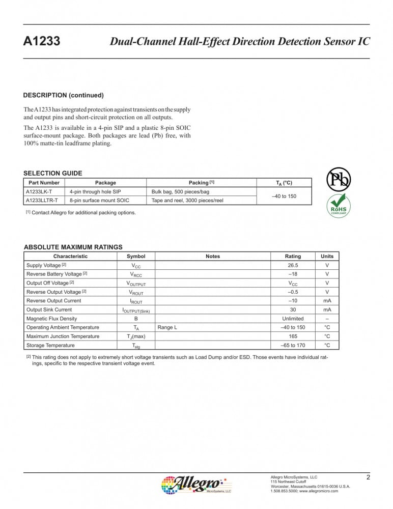 A1233LK-T datasheet page 2