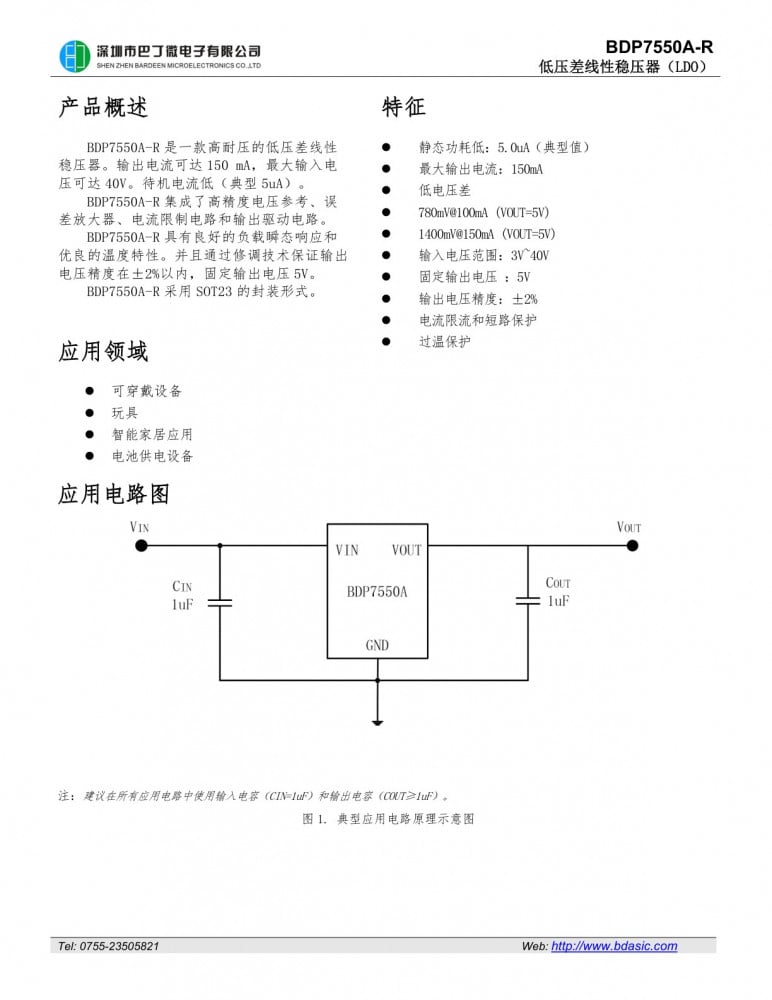 BDP7550A-R datasheet page 1