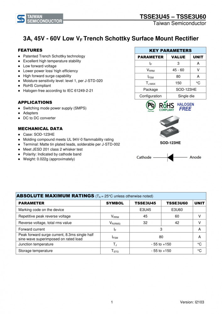 TSSE3U60 datasheet page 1