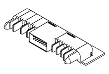 EXTreme Ten60Power Right-Angle Receptacle without Guides, 1 DC Power Circuit, Press Fit Tail