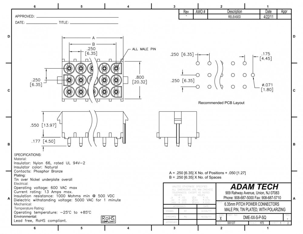 ADAM TECH DME-15-S-P-SQ drawing page 1