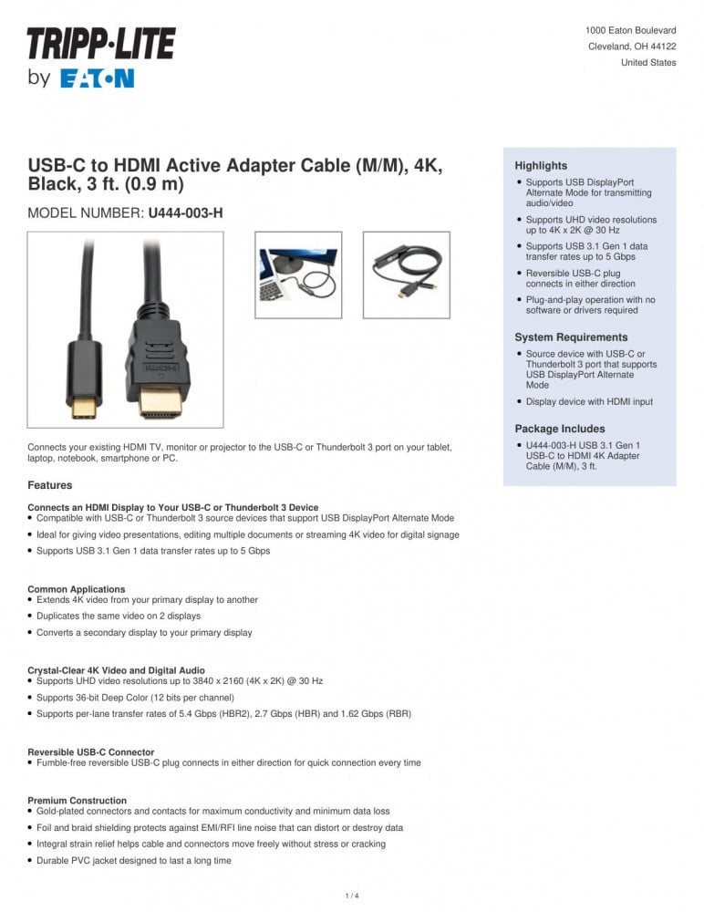 U444-003-H technical document page 1