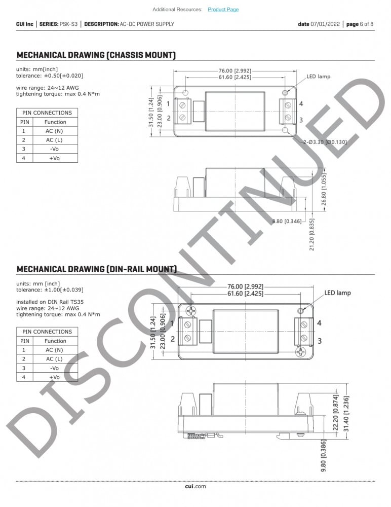 CUI PSK-S3 series datasheet page 6